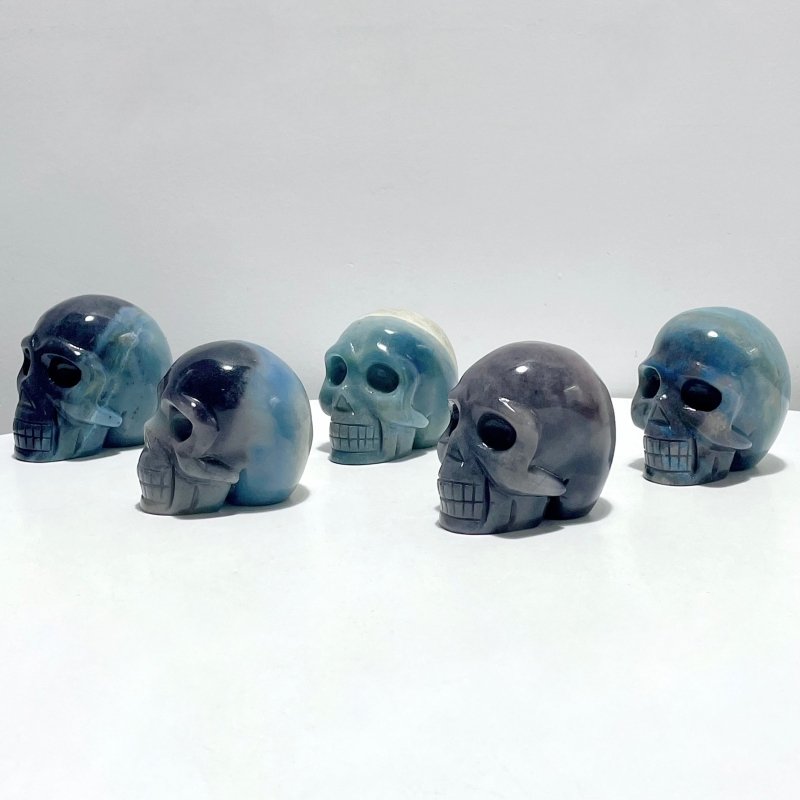 5 Pieces Beautiful Trolleite Skull Carving