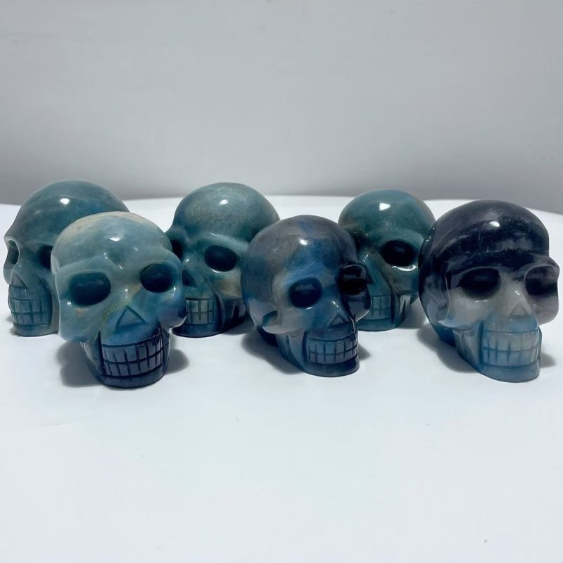 6 Pieces Trolleite Stone Skull Carving