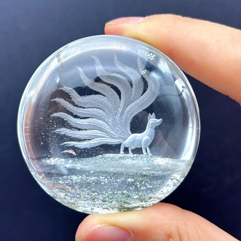 High Grade Super Clear Nine-tailed Fox Garden Quartz Inner Scene Carvi