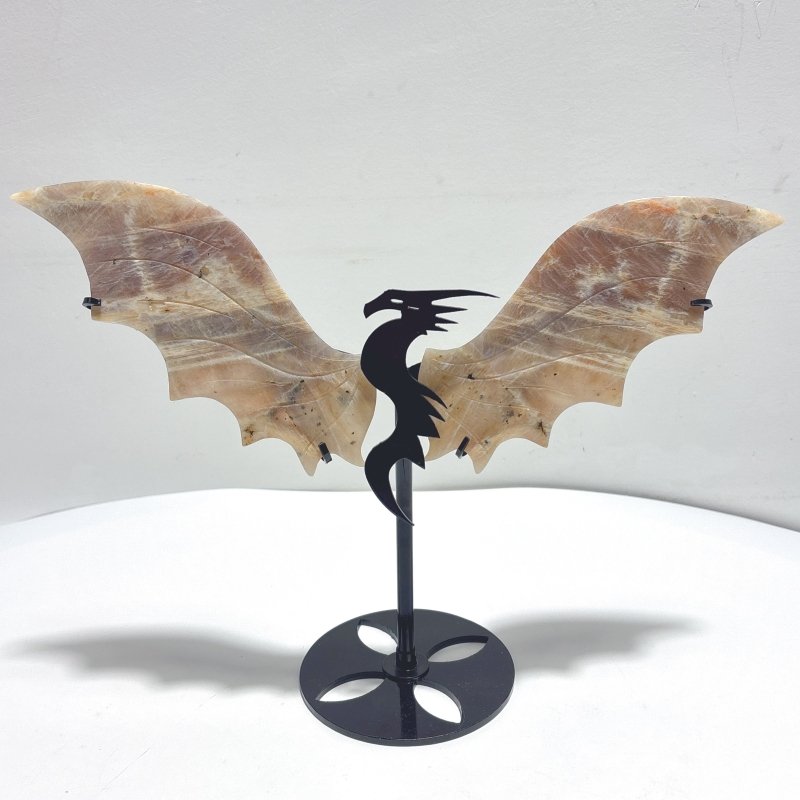 Moonstone Mixed Sunstone Flying Dragon Wing With Stand