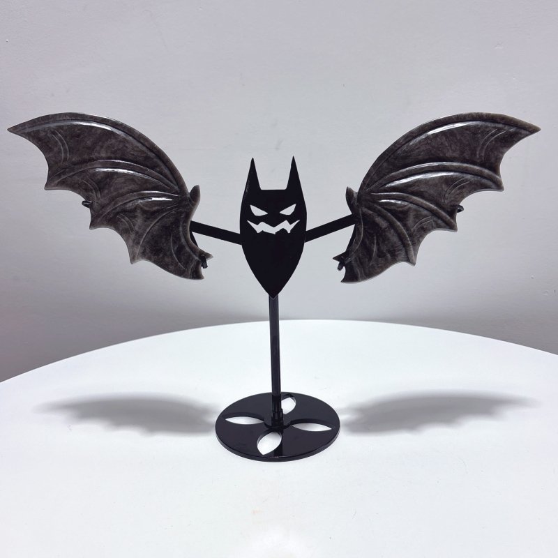 Silver Sheen Obsidian Bat Wing With Stand